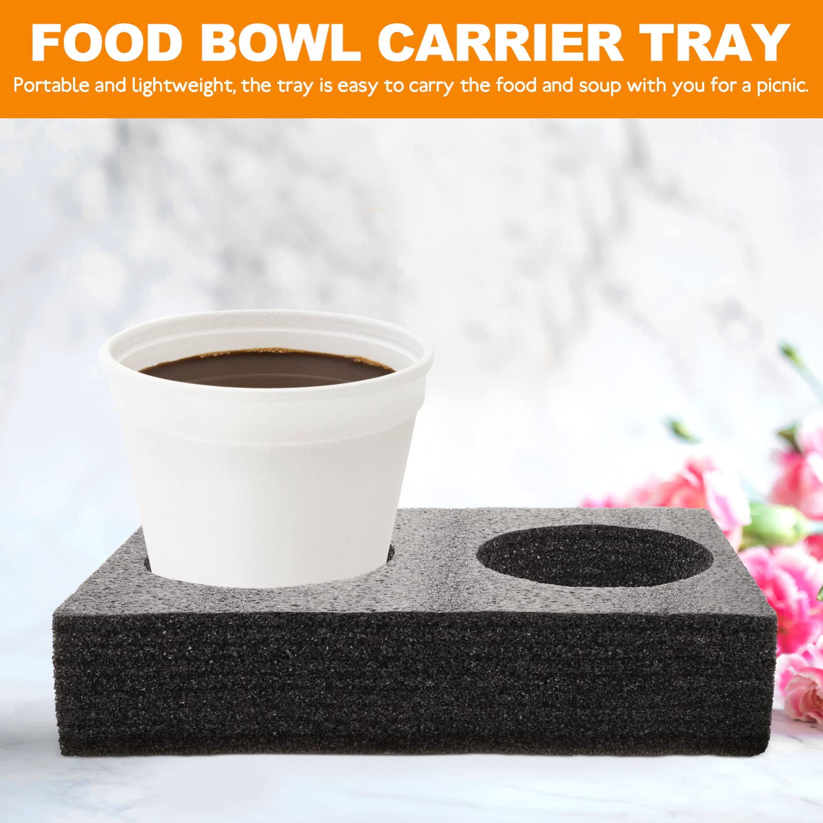 Zerodeko 2pcs Takeaway Cup Holder Packing Bowl Tray Drink Carrier for Bowl Packing Tray Outdoor Couch Bowl Holder Trays Picnic Bowl Drink Cup Epe Pearl Cotton Coffee