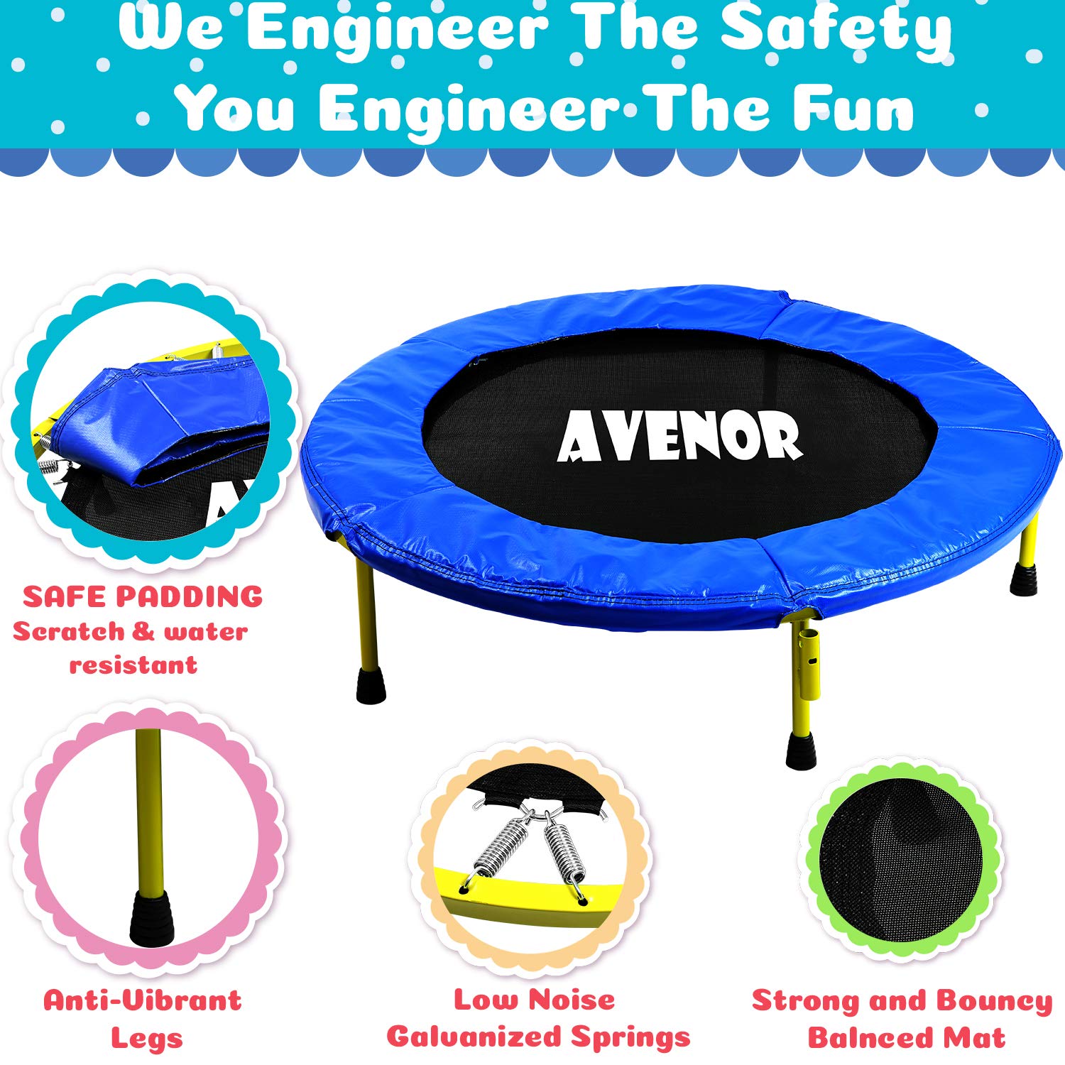 Trampoline with Enclosure - Recreational Trampolines with Ladder and AntiRust Coating, ASTM Approval Outdoor Trampoline for Kids
