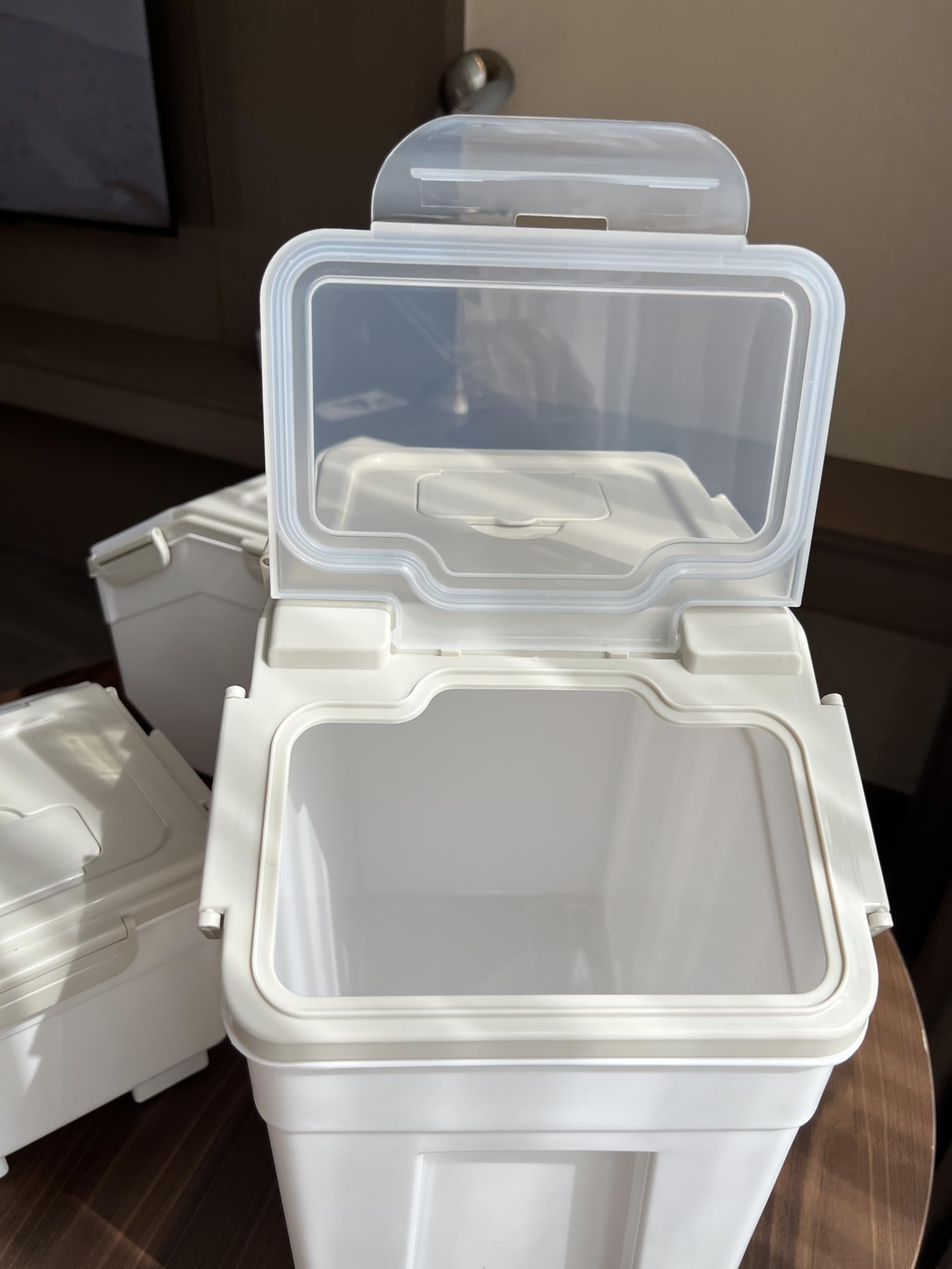 VVX 2-Pack Rice Storage Container 30 lbs Bulk Food Container Bin 15 litres with Measuring Cup - for Rice Flour Cereal Pet Food Dispenser