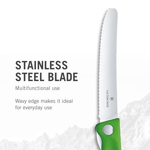 Victorinox Swiss Classic Foldable Paring Knife, Wavy Edge Green 4.3 in