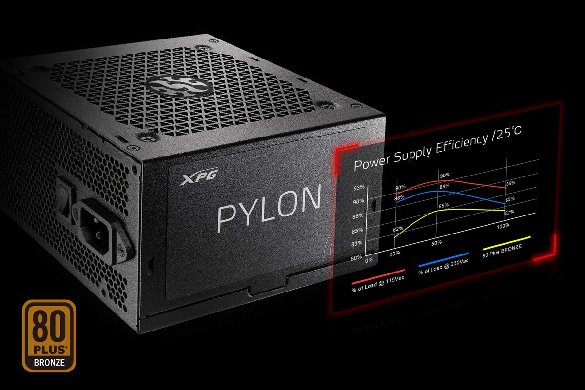 XPG Pylon 450W 80 Plus Bronze Certified 120mm Fluid Dynamic Bearing Fan Power Supply (PYLON450B-BKCUS)