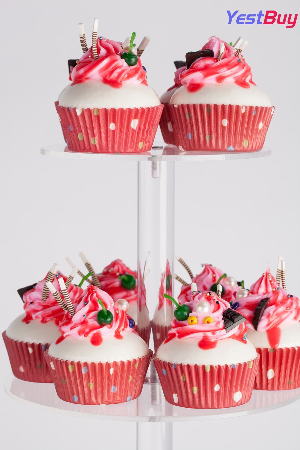 YestBuy 4 Tier Maypole Round Wedding Party Tree Tower Acrylic Cupcake Display Stand (18.7 Inches)