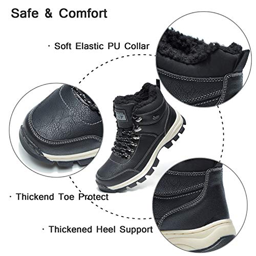 Yonune AMIDEWA Men’s Snow Ankle Boots Fur Lined Warm Anti-slip Outdoor Work Shoes for Cold Weather Hiking Camping Backpacking - BLACK - 11