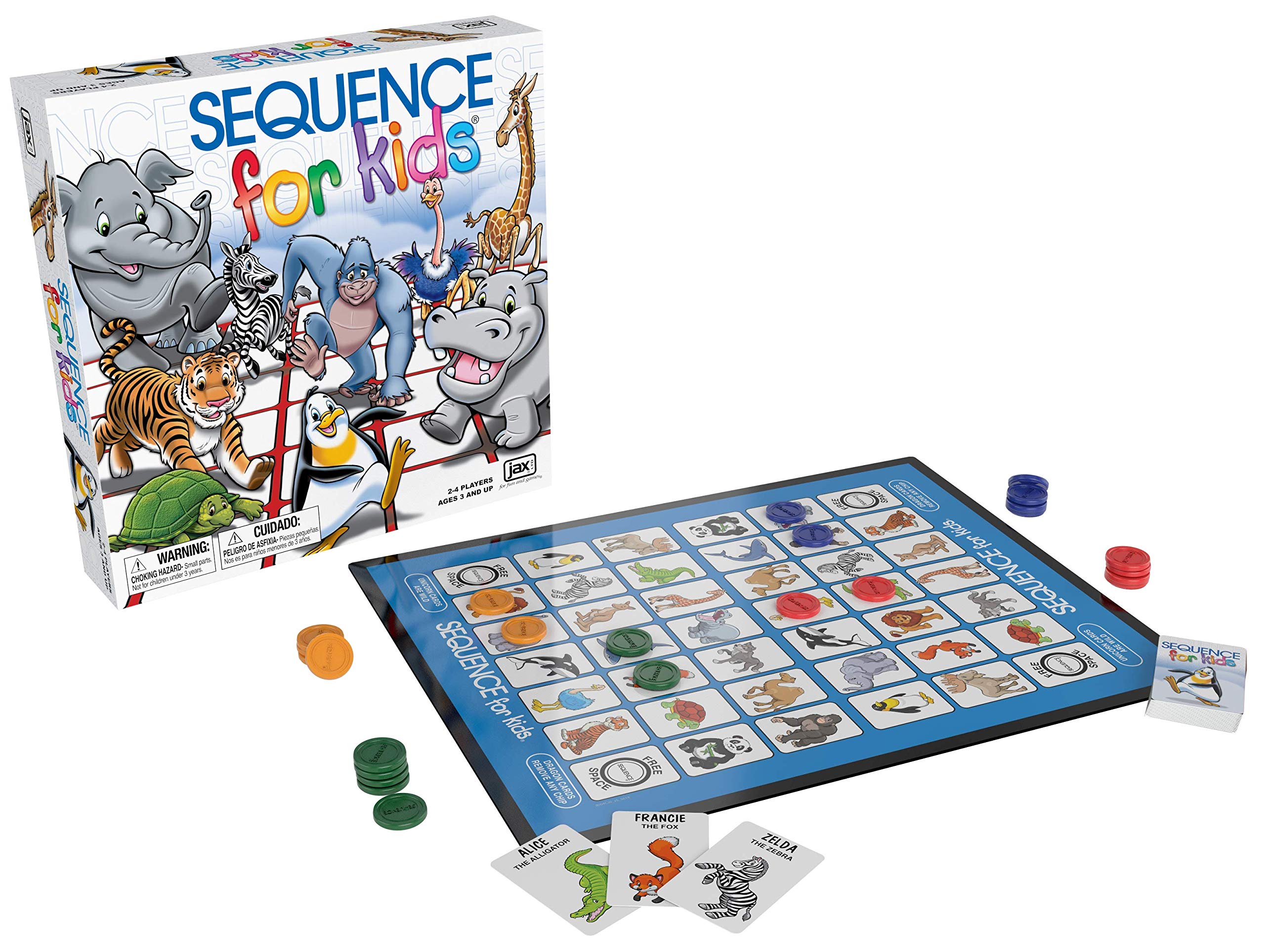 SEQUENCE for Kids -- The 'No Reading Required' Strategy Game by Jax and Goliath, Multi Color, 11 inches (2-4 players) (Packaging May Vary)