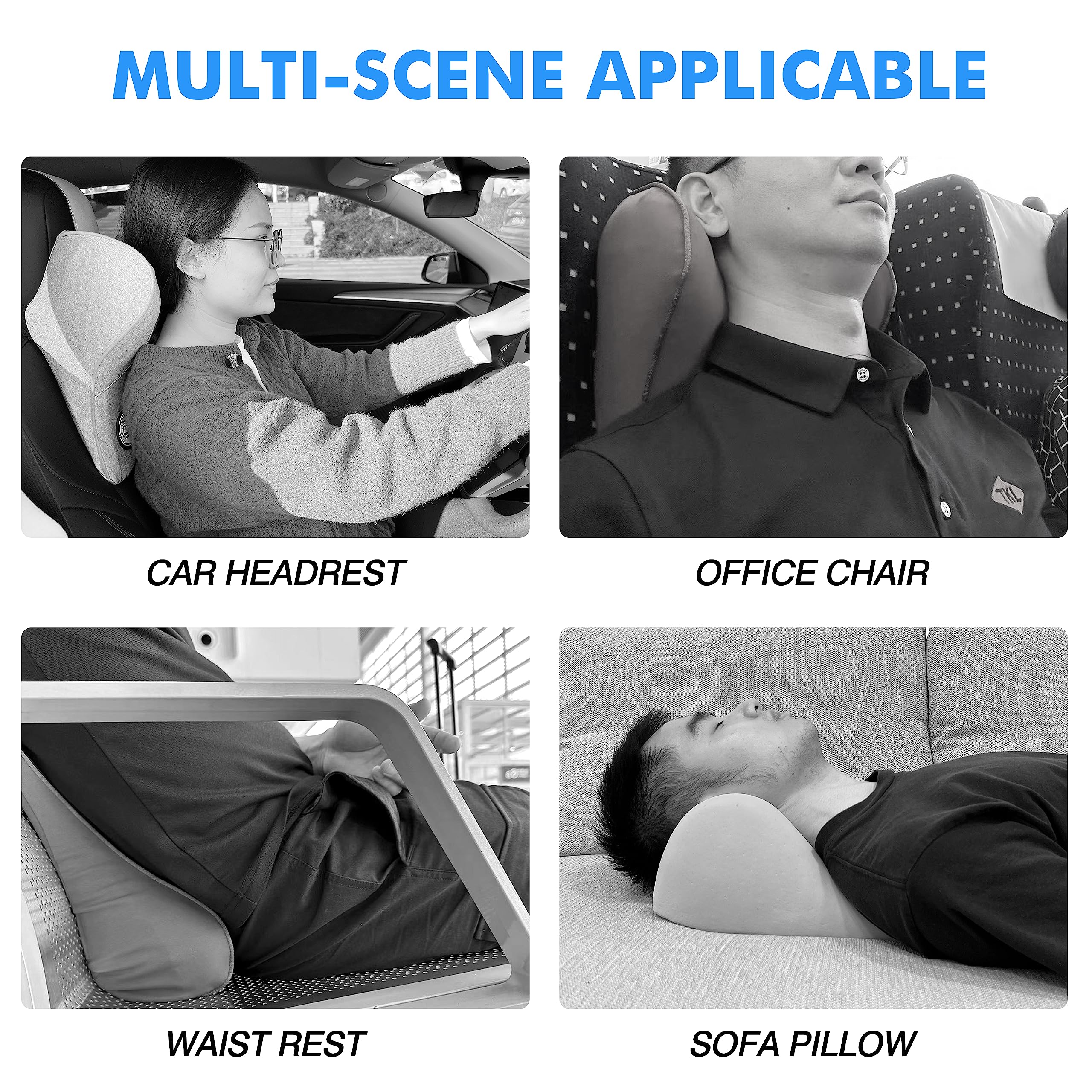 TKLoop Car Neck Pillow for Driving Seat Car headrest Pillow with Adjustable Strap, 100% Memory Foam Neck Support Pillow for Car, Office Chair Grey Pack of 1