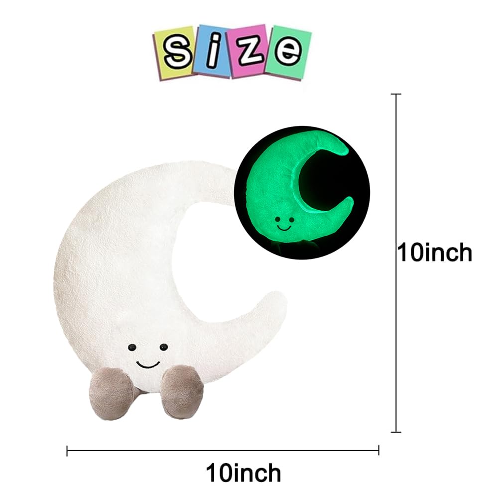 Wahahay Glowing Moon Plush Pillow,Fluorescent Plush Toy, Glow in The Dark Moon Plush, Star Stuffed Doll,All Star Collection Star Man Stuffed Plush