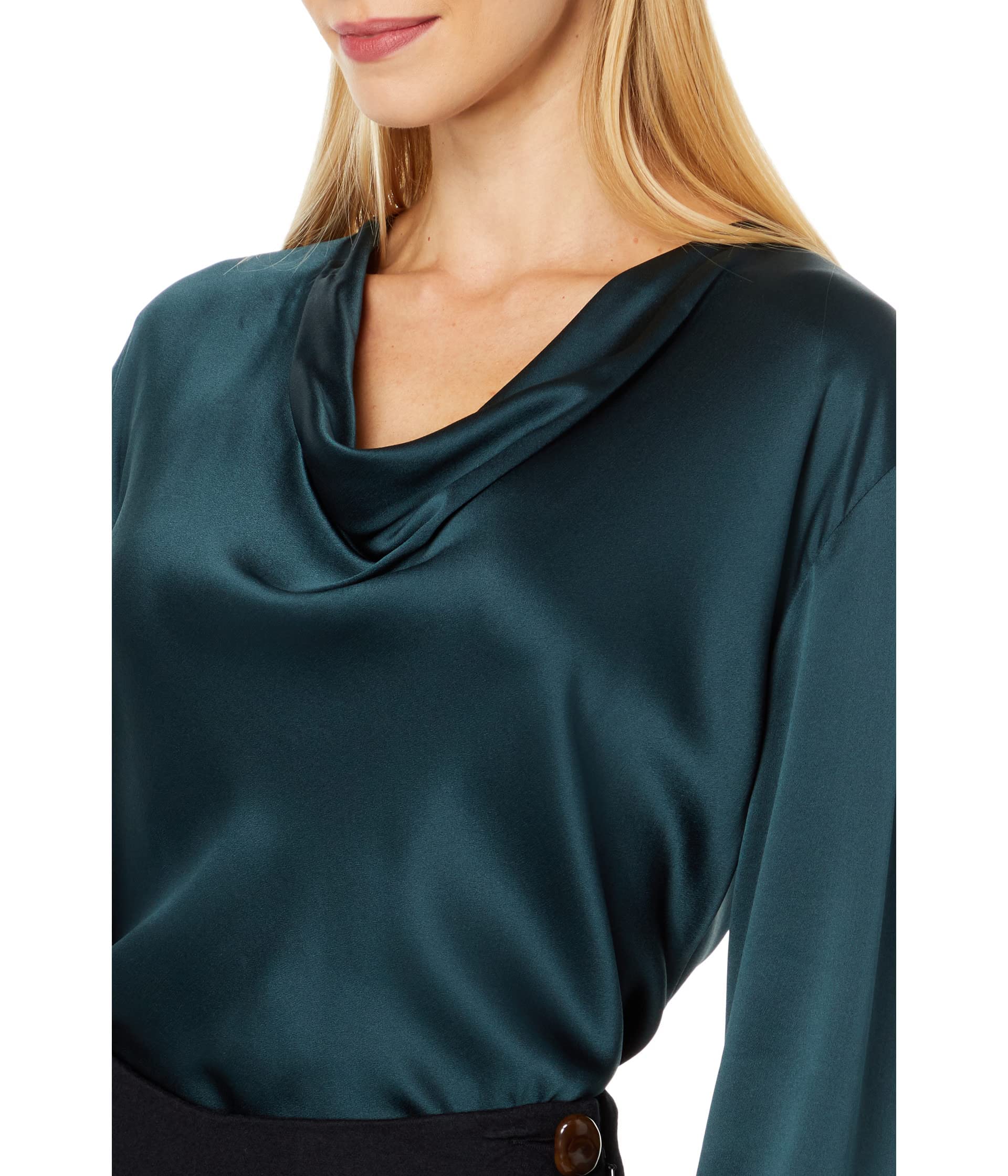 Vince Womens Cowl Nk L/S Blouse Shirt, Azure Onyx, XX-Small US