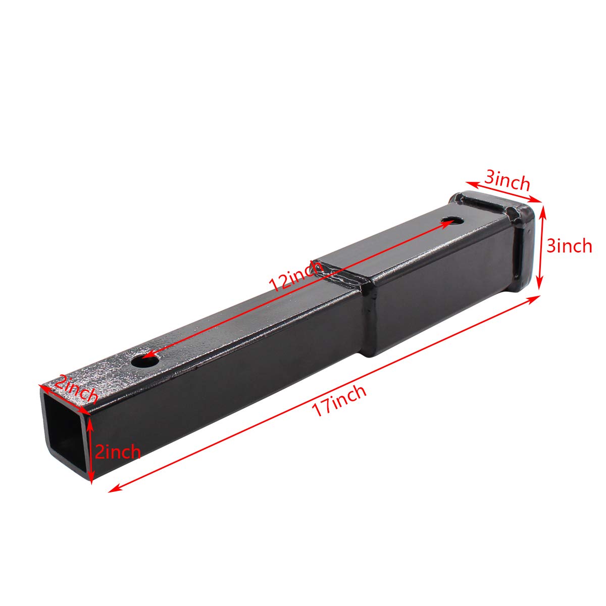 XtremeAmazing 12 Inch Trailer Hitch Extension 2 Inch Receiver Tube Extender 5/8 Inch Pin Hole 4000 LBS Tow Capacity