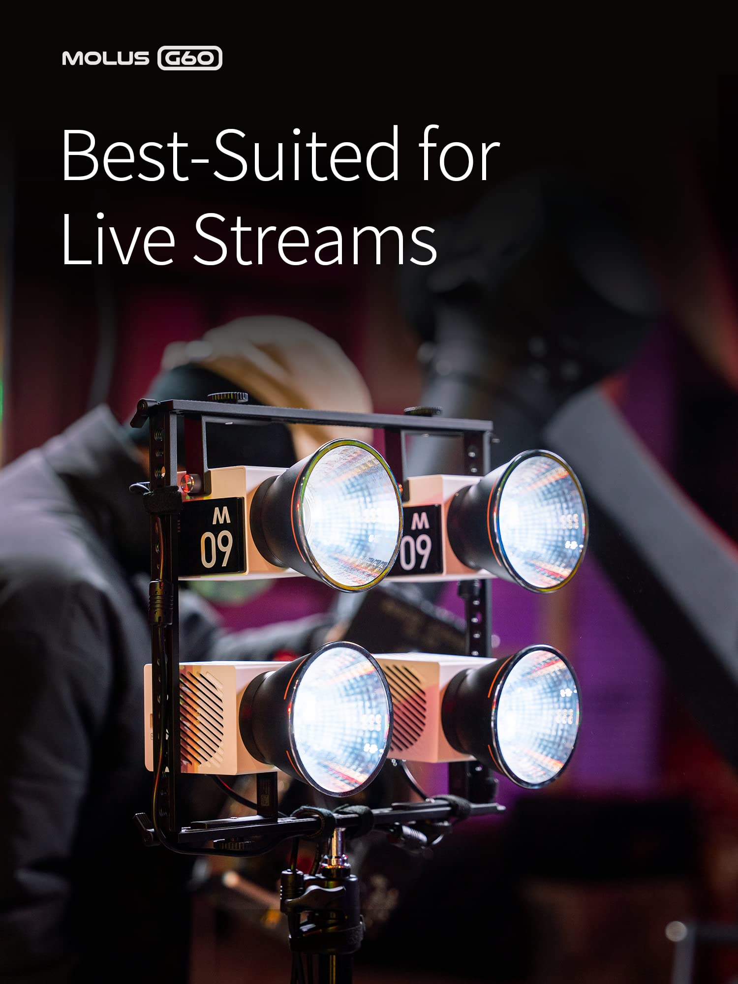 ZHIYUN Molus G60, Bi-Color Video Light, 300g Portable 60W COB LED Continuous Output Lighting, CRI≥96, TLCI≥97, Bluetooth App Control, ZY Mount Ecosystem DC/PD Power Supply