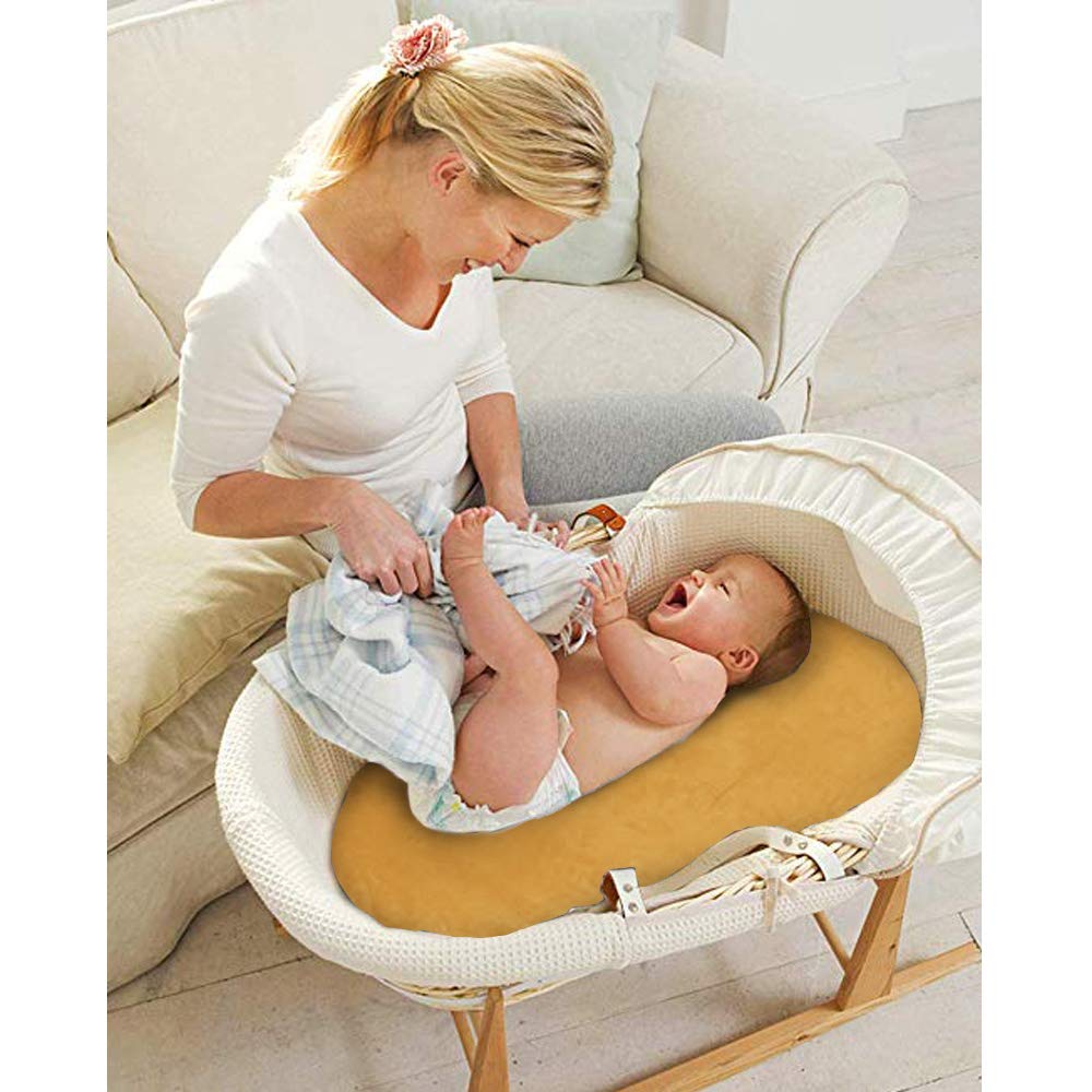 TANOFAR Linen Changing Table Pad Cover Baby Changing Pad Cover Yellow Changing Table Cover, Diaper Changing Pad Cover for Boy or Girl