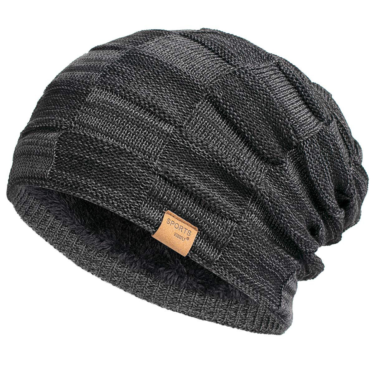 Vgogfly Slouchy Beanie for Men Winter Hats for Guys Cool Beanies Mens Lined Knit Warm Thick Skully Stocking Binie Hat Coffee