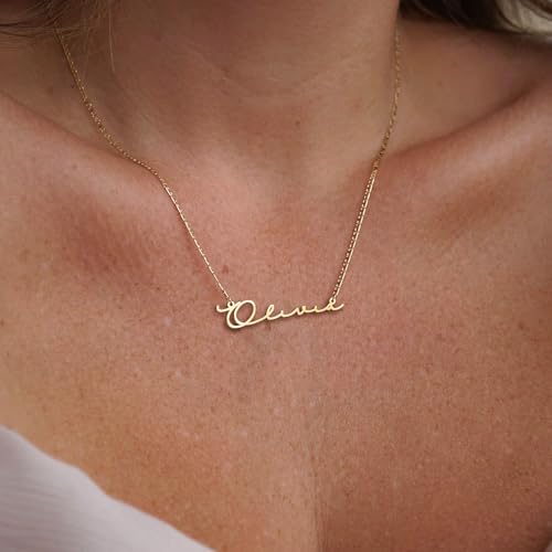Yopicks Custom Name Necklace Personalized, 18K Gold Plated Sterling Silver Name Necklace for Women Gift