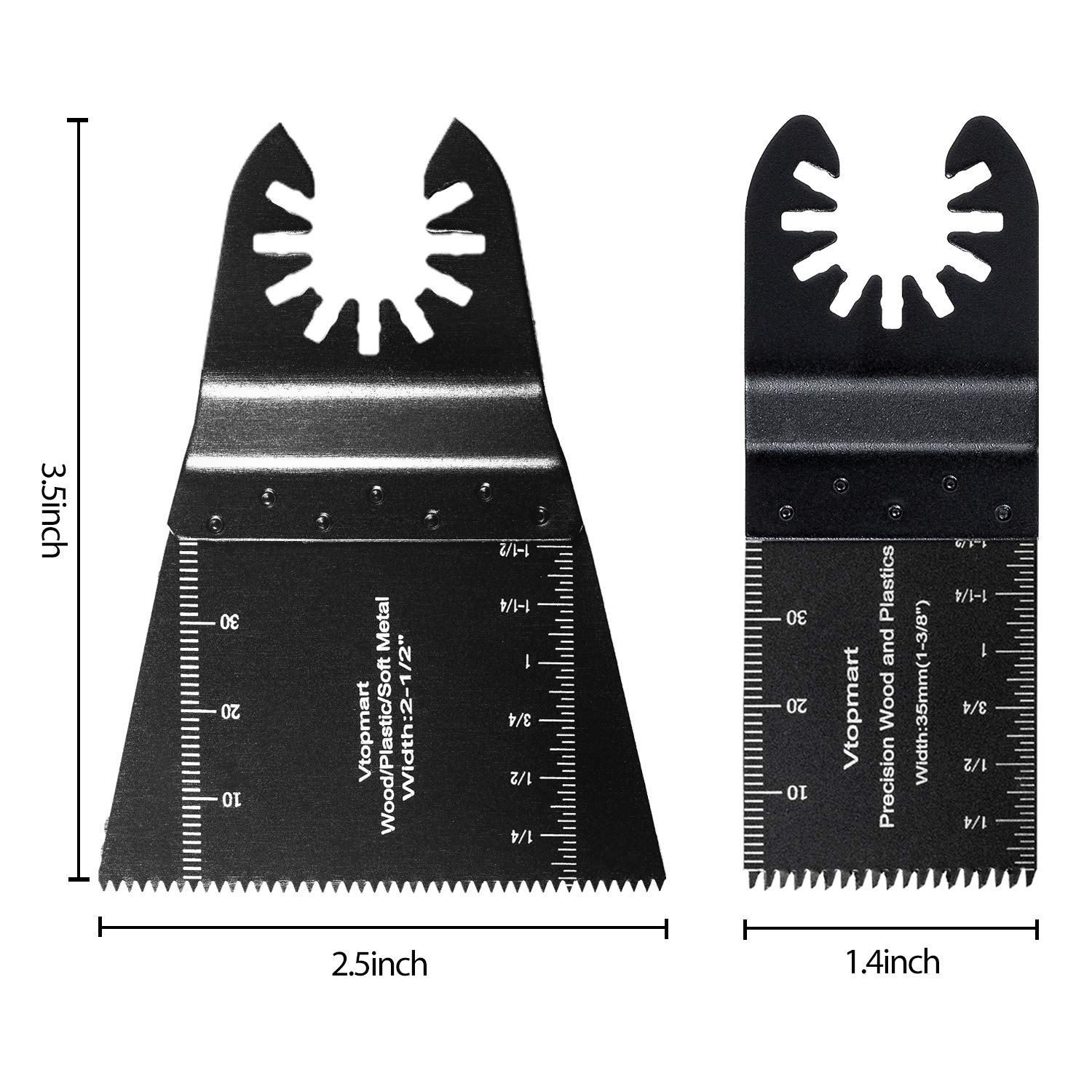 Vtopmart 15 Wood Metal Oscillating Multitool Quick Release Saw Blades Compatible with Fein Multimaster Bosch Makita Milwaukee Ryobi Porter Cable Black & Decker Craftsman Ridgid