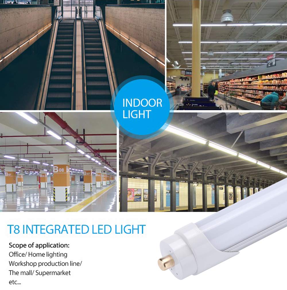 TRLIFE 8FT LED Tube Light, T8 8FT LED Shop Light Bulbs 45W Cool White FA8 Base, Replacement for Florescent Fixtures 6000K, Frosted Cover for Warehouse Workshop Mall Shop Garage(4 Pack)
