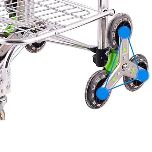 YGCBL Multifunction Portable Hand Trucks,Trolleyshopping Trolley Foldable Dual Use Aluminum Alloy Climbing Shopping Cart 8 Rounds Crystal Wheel, Load 35 Kg, 2 Styles,Blue-B