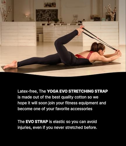 YOGA EVO Exercise Band with Loops for Physical Therapy Yoga, Exercise and Flexibility Elastic Fitness Stretch Band + Exercise Instructions & Carry Bag