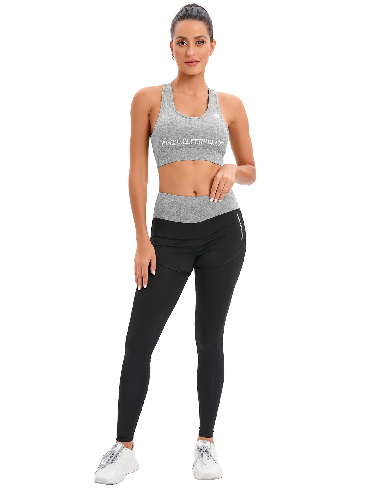 ZETIY Women's 5pcs Sport Suits Fitness Yoga Running Athletic Tracksuits (XL, Light Grey)