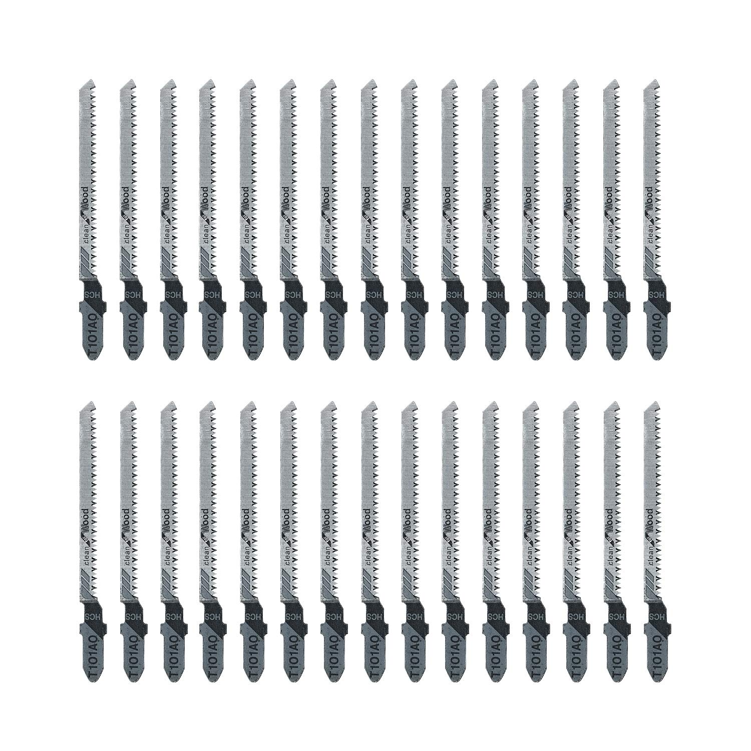 TAROSE 30-Piece T101AO 3-1/4 Inch 20 TPI Assorted T-Shank Scrolling Jig Saw Blades Set for Clean Cutting Wood
