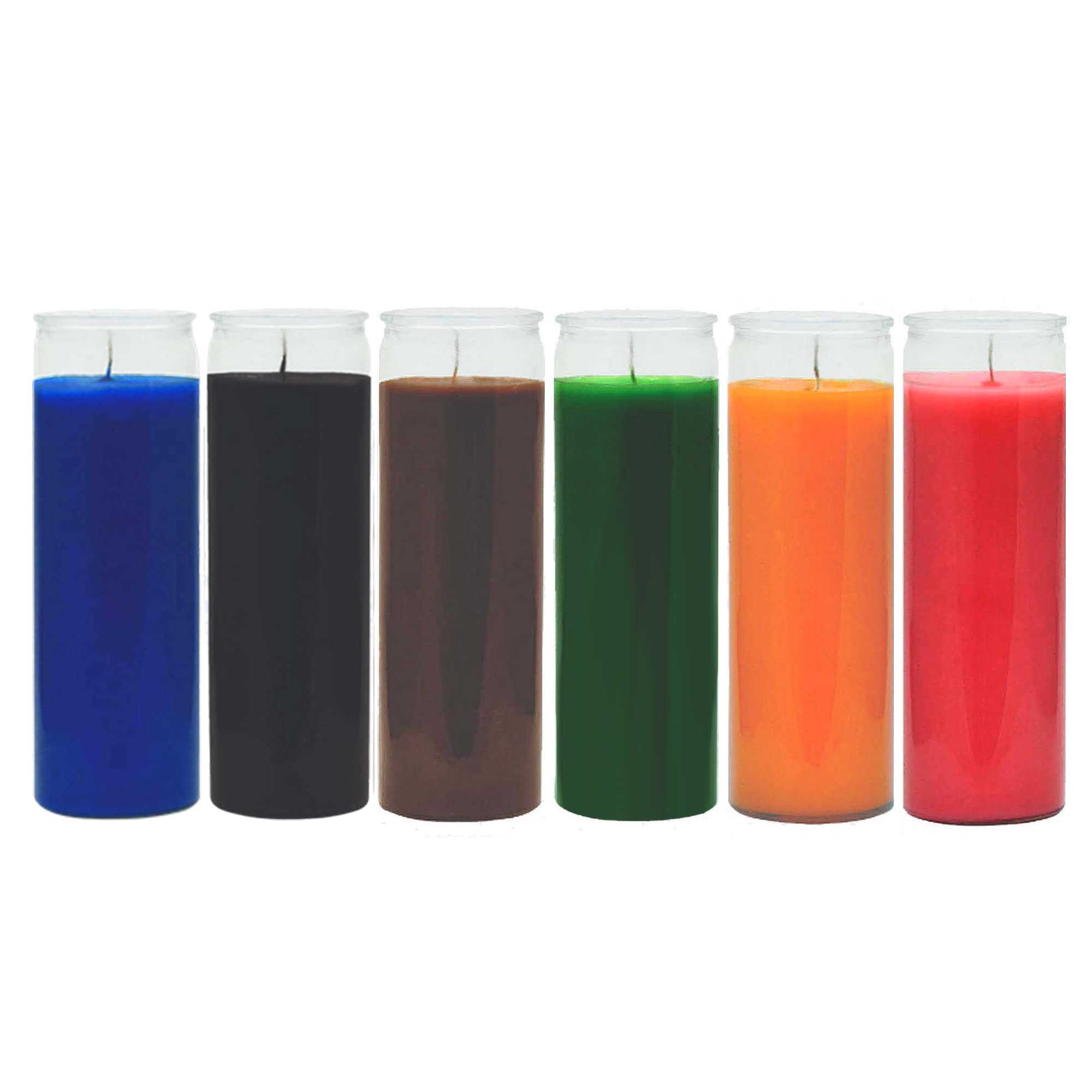 Seven Chakras Candle - 7 Colors, Unscented, 8" Tall Glass Jar, Cotton Wick, 96 Hours Burning Time - Energize Your Space!