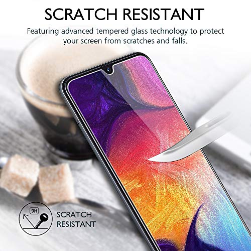 TOCOL 3 Pack Compatible with Samsung Galaxy A50, A30 Screen Protector Tempered Glass HD Clarity Touch Accurate 9H Hardness with Easy Installation Tray
