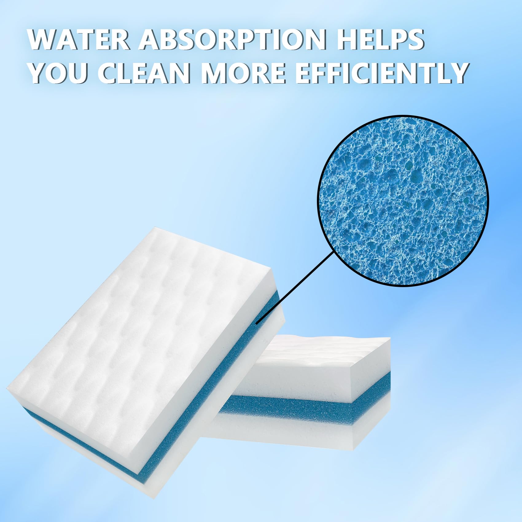 ZETO Magic Eraser Sponges - Multi-Functional Cleaning Pads Magic Sponge Melamine Foam for Household Cleaning(12PC)