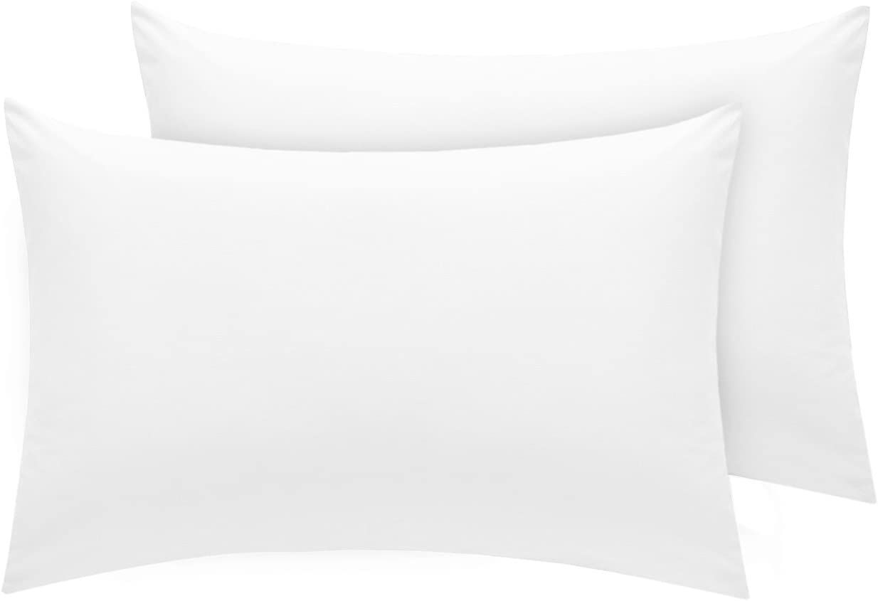 Youth Pillowcase 16" x 22" Size Pack of 2 Pieces Kids Travel Pillow Cover Zipper Closure 500 Thread Count 100% Egyptian Cotton & Hypoallergenic Fits Pillows Sized 12x16, 13x18 or 14x19 White