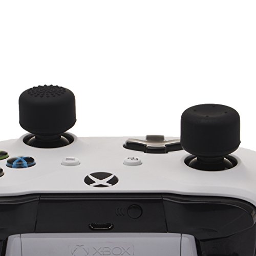 YoRHa Silicone Cover Skin Case for Microsoft Xbox One X & Xbox One S Controller x 1(Grey) with Pro Thumb Grips 8 Pieces