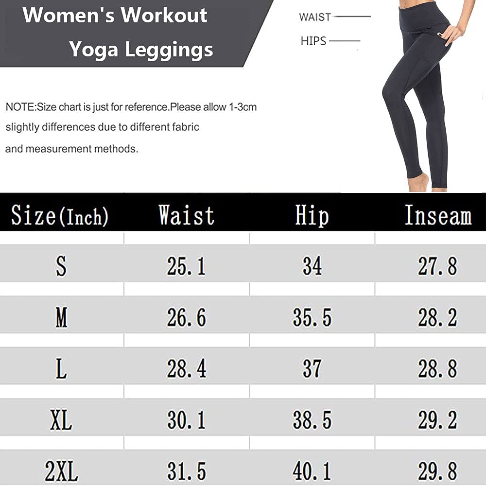 Truity Women’s High Waist Activewear Leggings Workout Running Tights Tummy Control Athletic Yoga Pants with Pockets