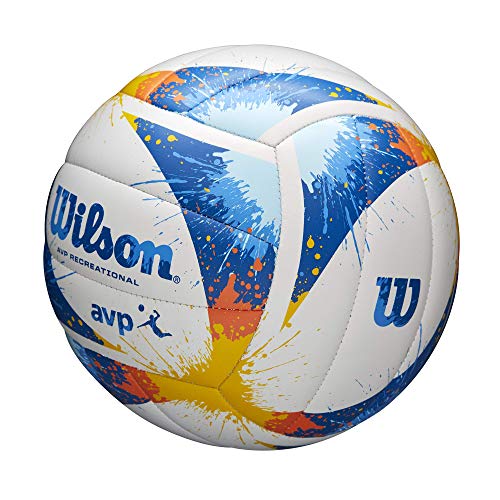 Wilson AVP Splatter Paint Volleyball - Official Size, Blue/White/ Yellow