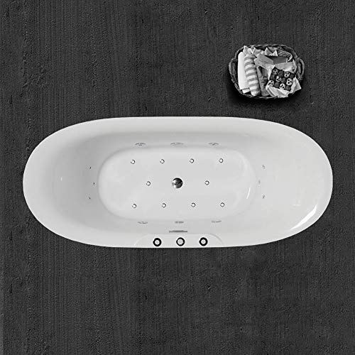 WOODBRIDGE 71" x 31.5" Water Jetted and Air Bubble Freestanding Bathtub, Whirlpool Tub