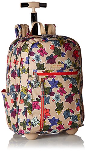 Vera Bradley Women's Lighten Up Rolling Backpack, Falling Flowers Neutral, One Size