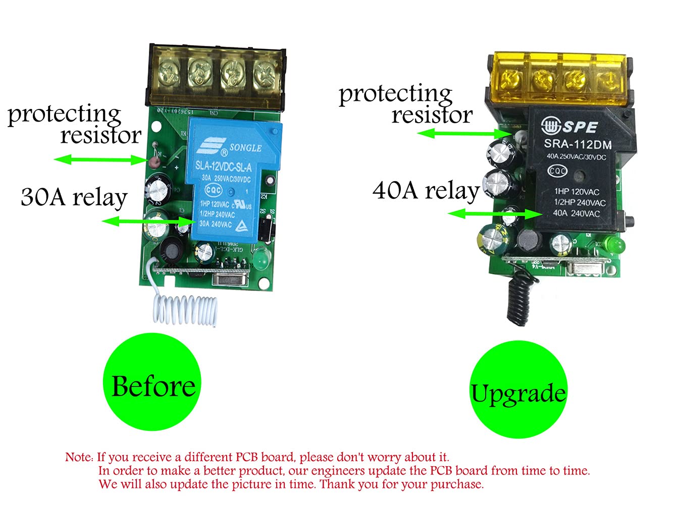 YETOR Wireless Lights Switch kit,AC120V/110V/ /40A Relay Long Range Remote Control Switch for Pump, Lights,Household Appliances, Garage Door, and Electrical Equipment