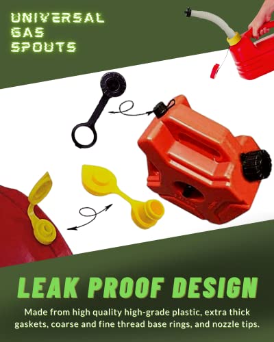 Universal Gas Can Spout Replacement 5 Gal (3 Pack) Gas Can Nozzle Fits All Sizes Blitz, Scepter, Old Style Gas Cans, Includes Nozzles, and Vent Caps