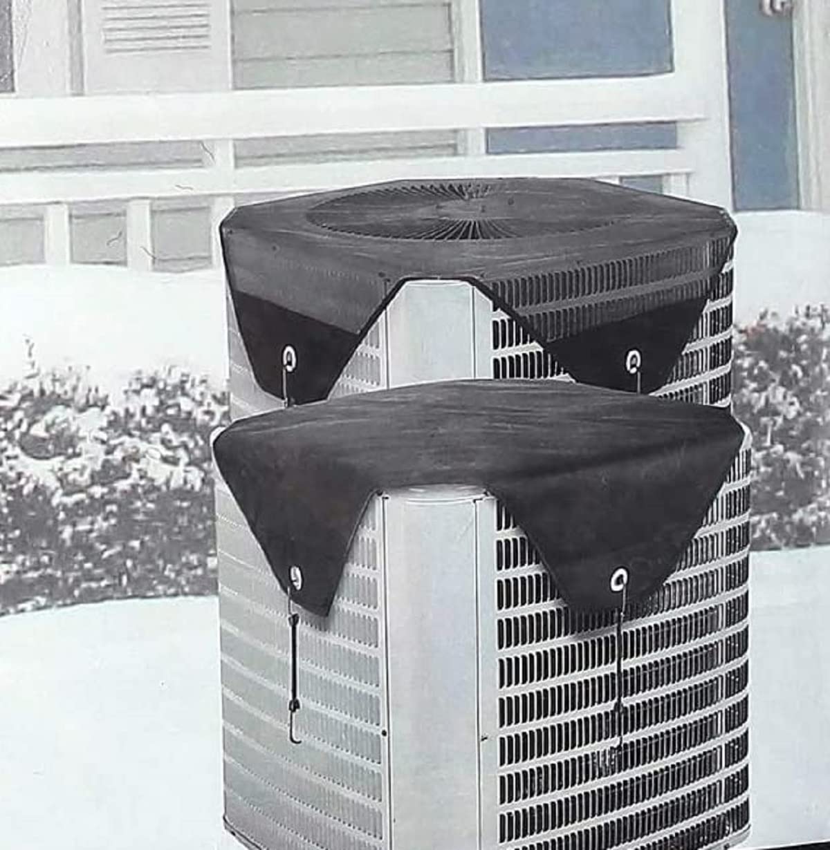YINTZ AC Cover for Outside Unit- Air Conditioner Covers for Outside Units - Heavy Duty AC Unit Cover - Top Mesh Fixed with 4 Bungee Cords All Season (28x28 in)