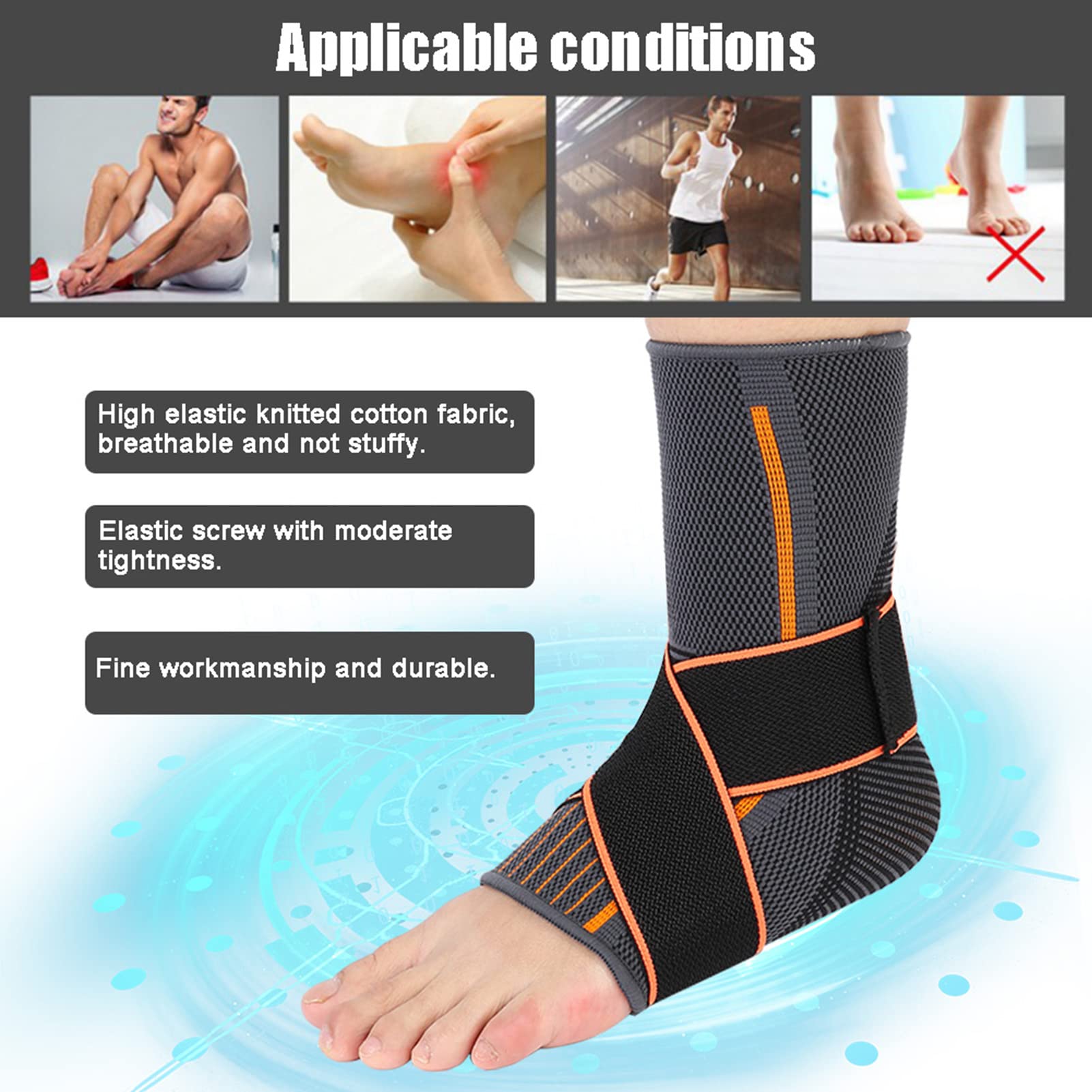 Ymiko Ankle Brace Compression Support Sleeve for Injury Recovery