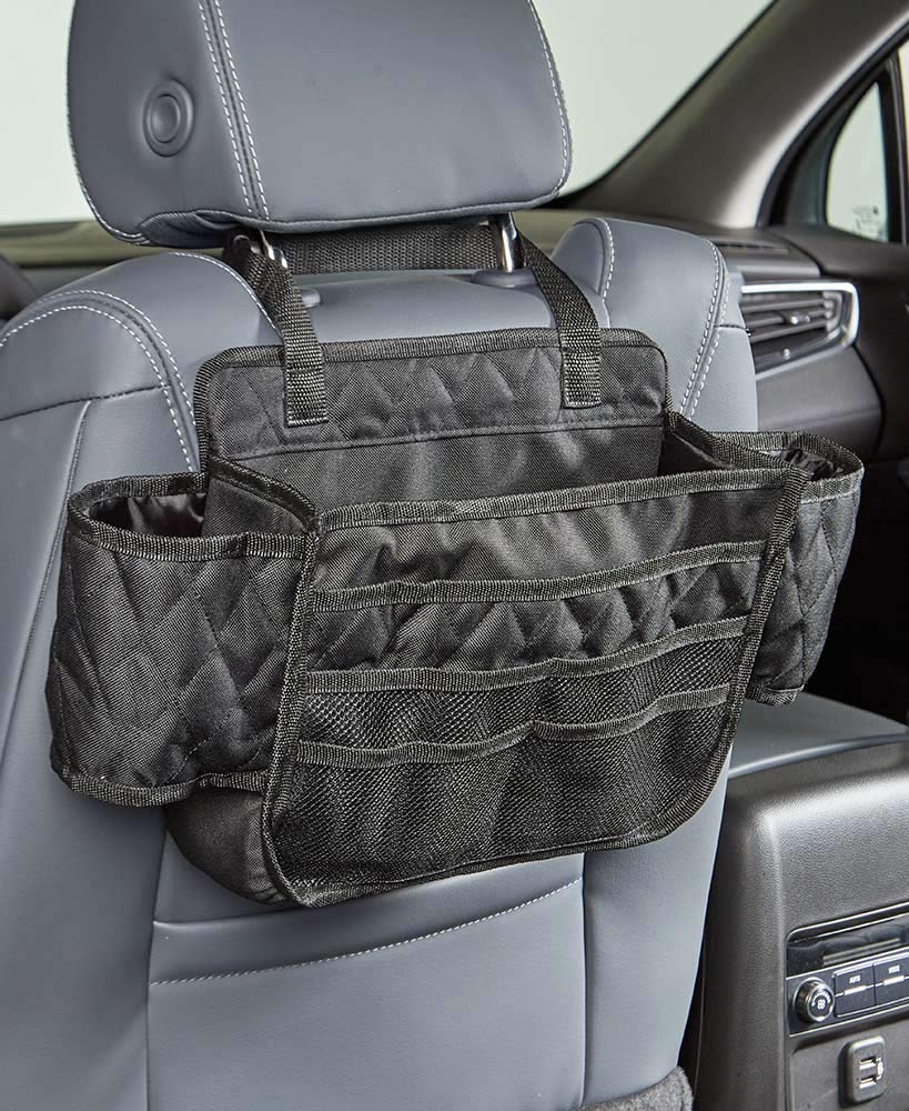 The Lakeside Collection Quilted Backseat Car Organizer - Black