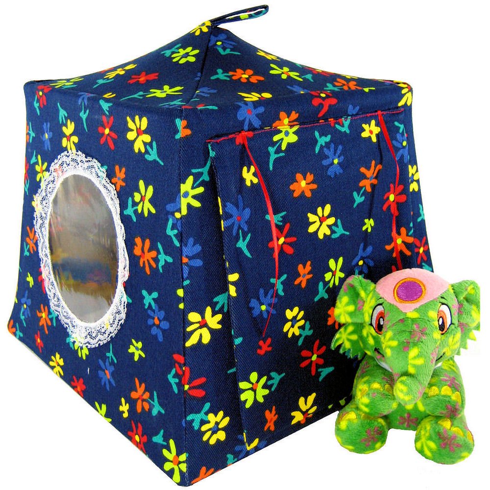 Toy Pop Up Play Fabric House, 2 Sleeping Bags, Blue Print Fabric for Dolls, Stuffed Animals (B-090 Barbie print)