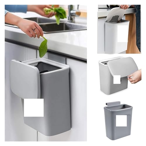ZICANA Wall Mounted Trash Can with Lid Waste Bin Kitchen Cabinet Door Hanging Trash Bin Garbage Car Recycle Dustbin Rubbish Can Kitchen Trash cans (Color : White B)