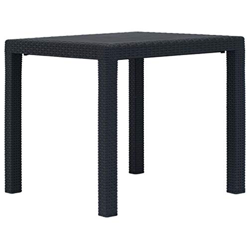 vidaXL 3 Piece Outdoor Bistro Set β Durable, Weather Resistant Plastic Patio Furniture with Rattan Look Design, Anthracite Color, Includes 1 Table and 2 Chairs