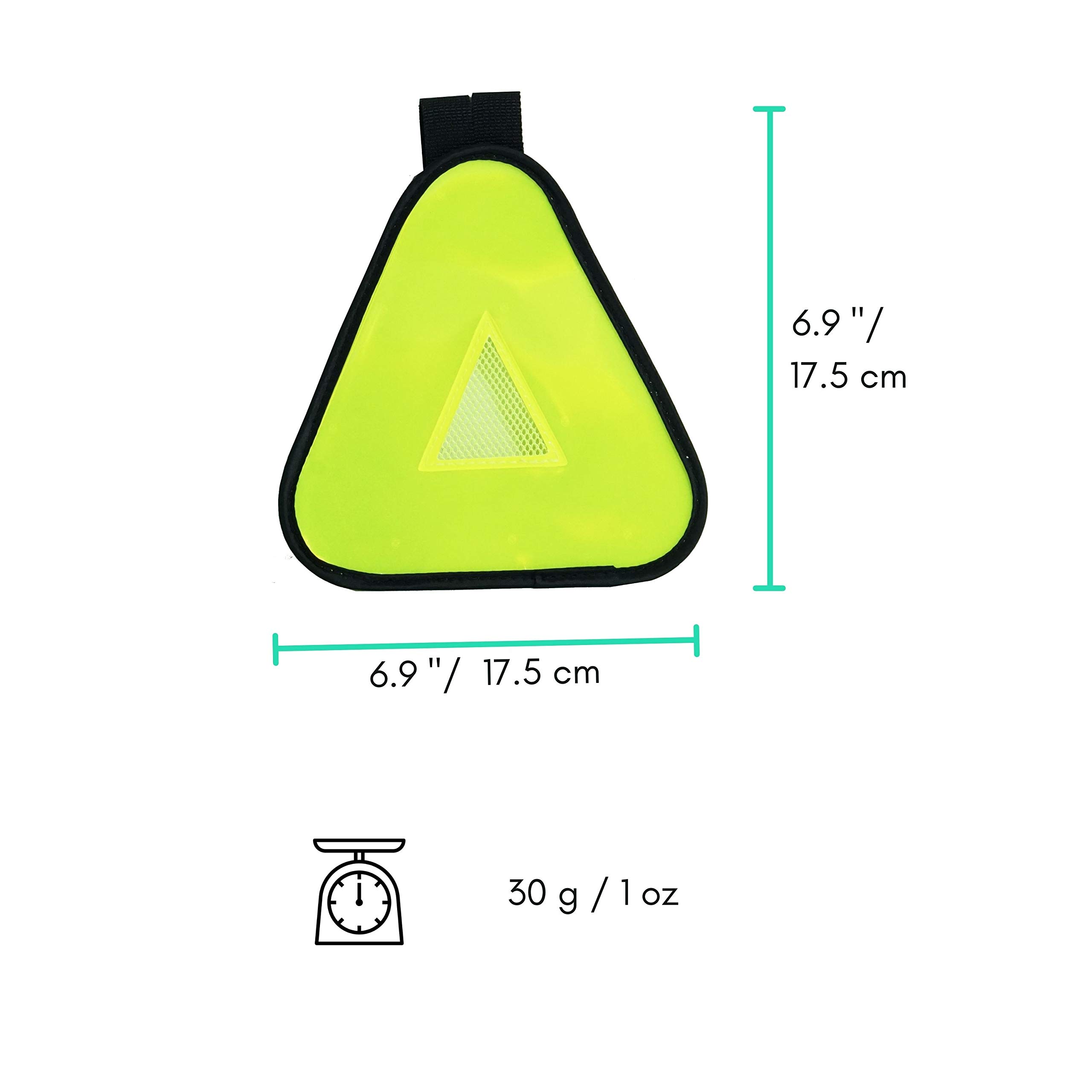 Vincita Reflective Yield Symbol with Hook & Loop Strap - High Visibility for Safety at Night - Safety Reflector for Bike Rack, Stroller, Backpack, Car Rack - Reflective Accessories (Green/Orange)