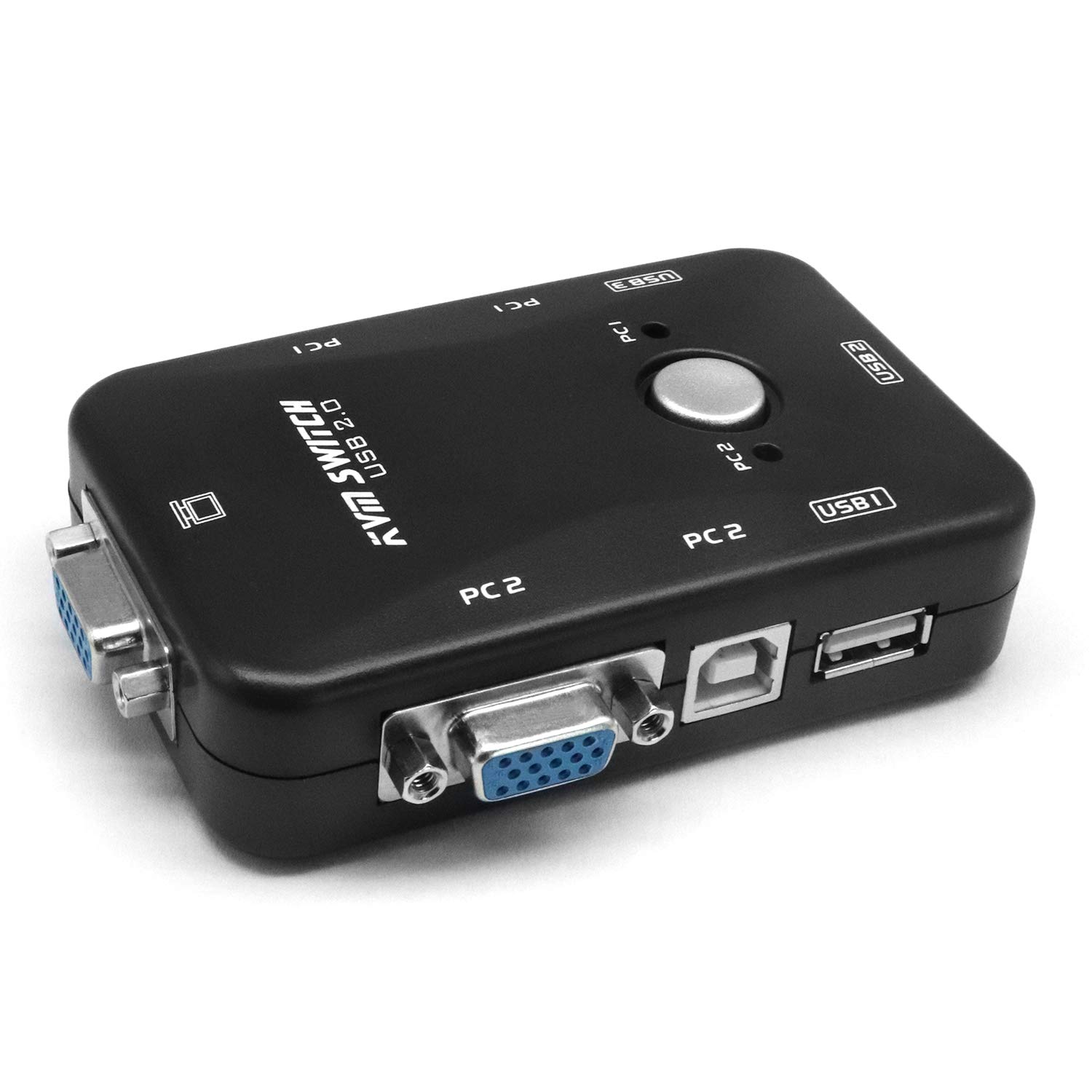 VM Switch Box 2-Port PC Monitor Switch Box Include 3 x USB VGA Cable Socket for Computer/Keyboard/Mouse Monitor, Plug and Play