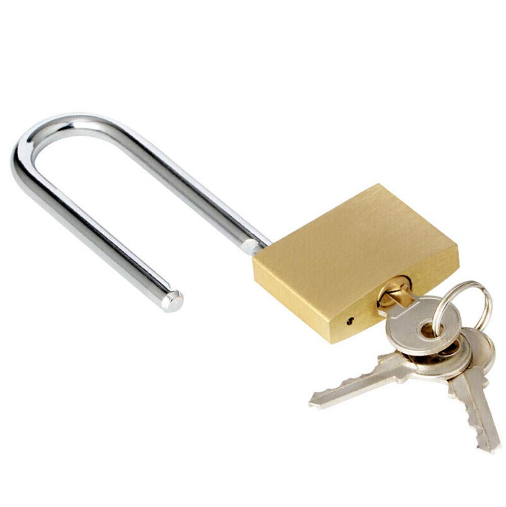 Solid Long Beam Brass Padlocks Type Different - Waterproof Rust-Proof Door Lock Long Beam Lock Student Drawer Hardened Steel Shackle, with Key Padlock, Drawer, Gym, Cabinet, Warehouse, School, car,