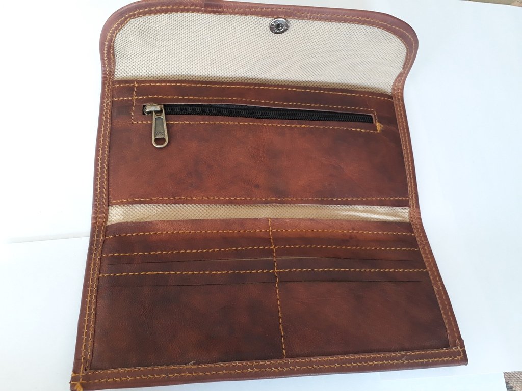 Vintage Women's Genuine Goat Leather Spacious Trifold Card Wallets Ladies Clutch Purse