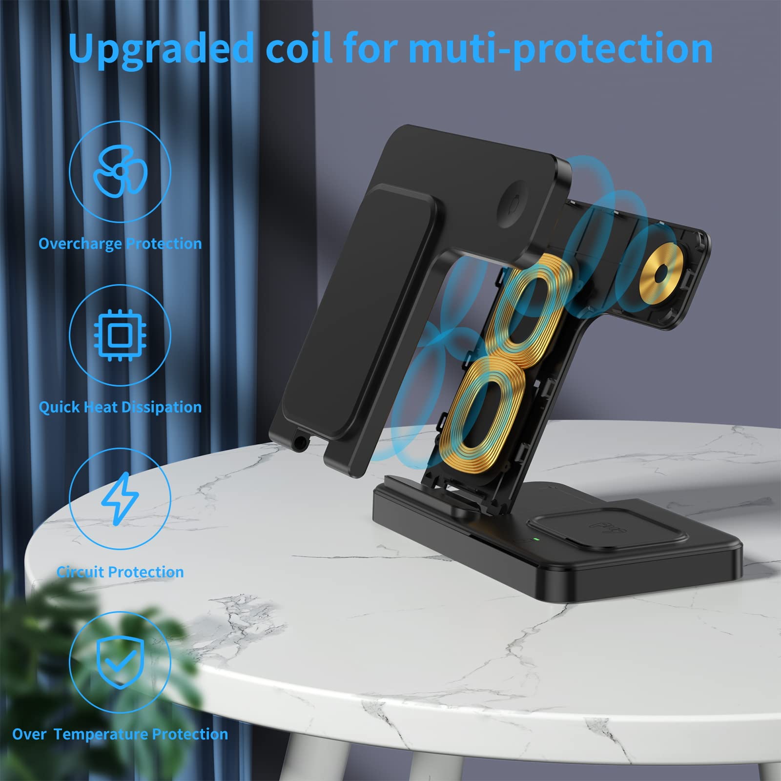 Wireless Charger iPhone, 3 in 1 Charging Station Apple 18W Fast Charging Station for Multiple Devices Apple - iPhone 15 14 Pro Max 13 12 11 - iWatch 8 7 6 5 4 3 2 Se - Airpods 3 2 Pro (with Adapter)