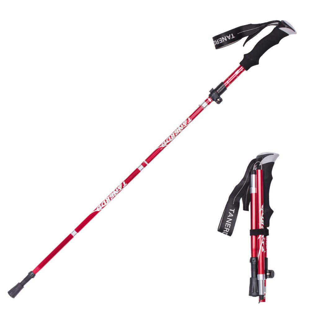 Upgrade Trekking Pole,Ultralight Aluminium Alloy Foldable, Anti Shock Walking/Camping (1 Pack,Red)