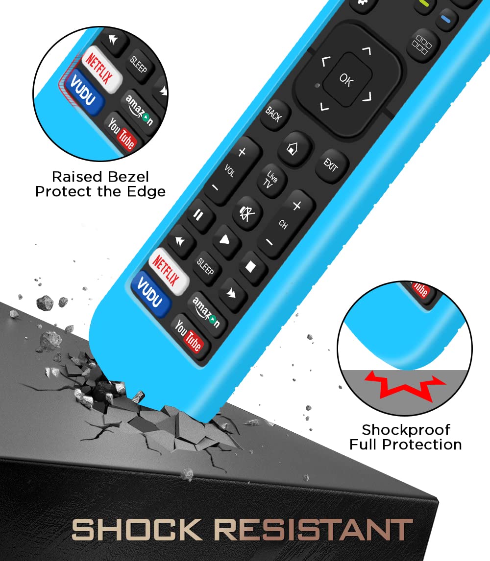 Silicone Protective Case for Hisense EN2A27 Remote Control, Anti-Slip Battery Back Cover for Hisense EN-2A27 Smart TV Remote Skin Sleeve Protector (Glow Blue)