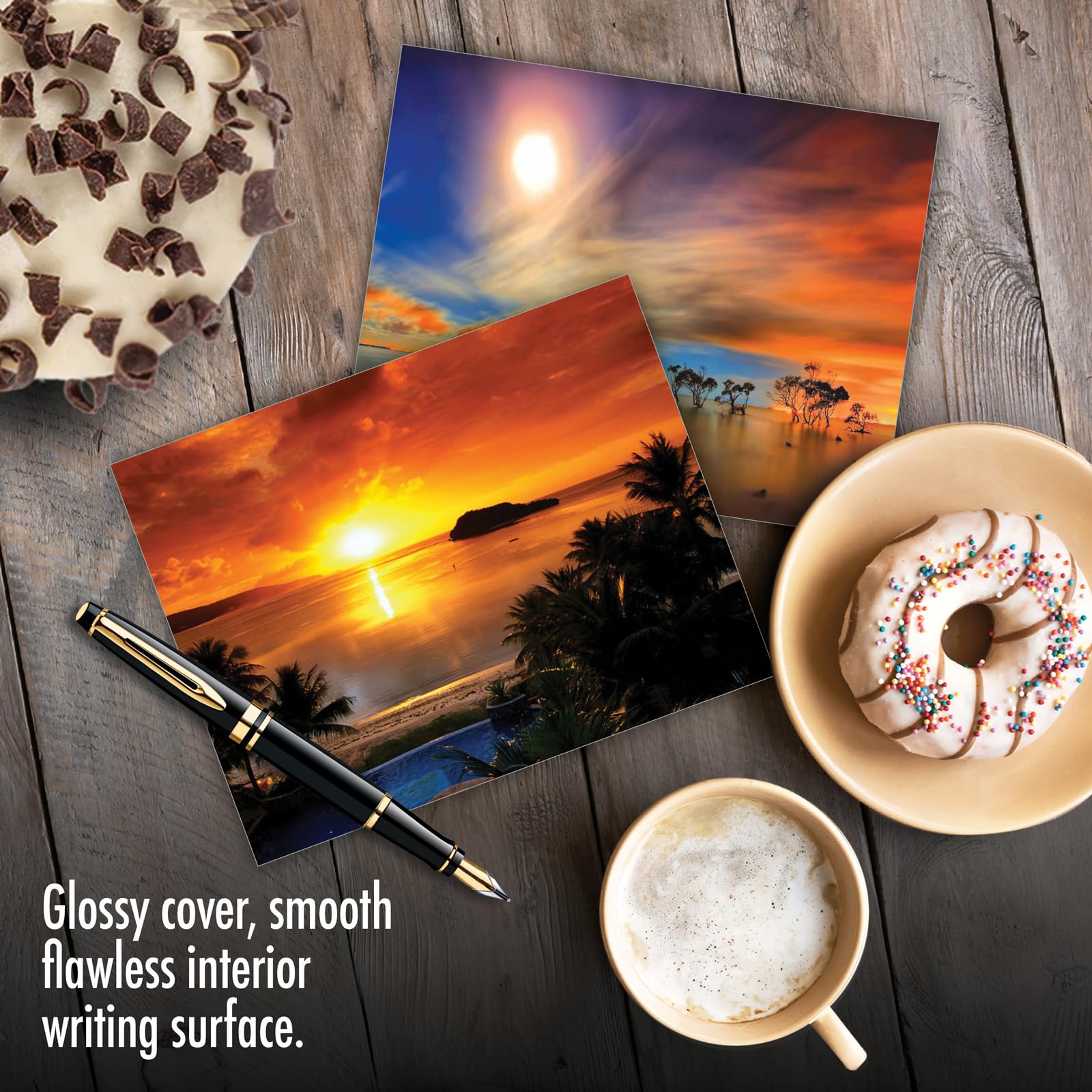 The Best Card Company - 20 Landscape Nature Note Cards Blank (4 x 5.12 Inch) (10 Designs, 2 Each) - Sun Settings AM1740OCB-B2x10