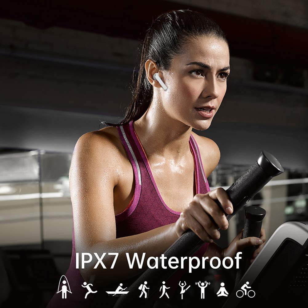 Wireless Earbuds Bluetooth 5.0 Headphones with Digital Intelligence LED Display Charging Case, 35Hrs Playtime Stereo Sound, IPX5 Waterproof, Headsets with Built-in Microphone for Sports, Work, Home