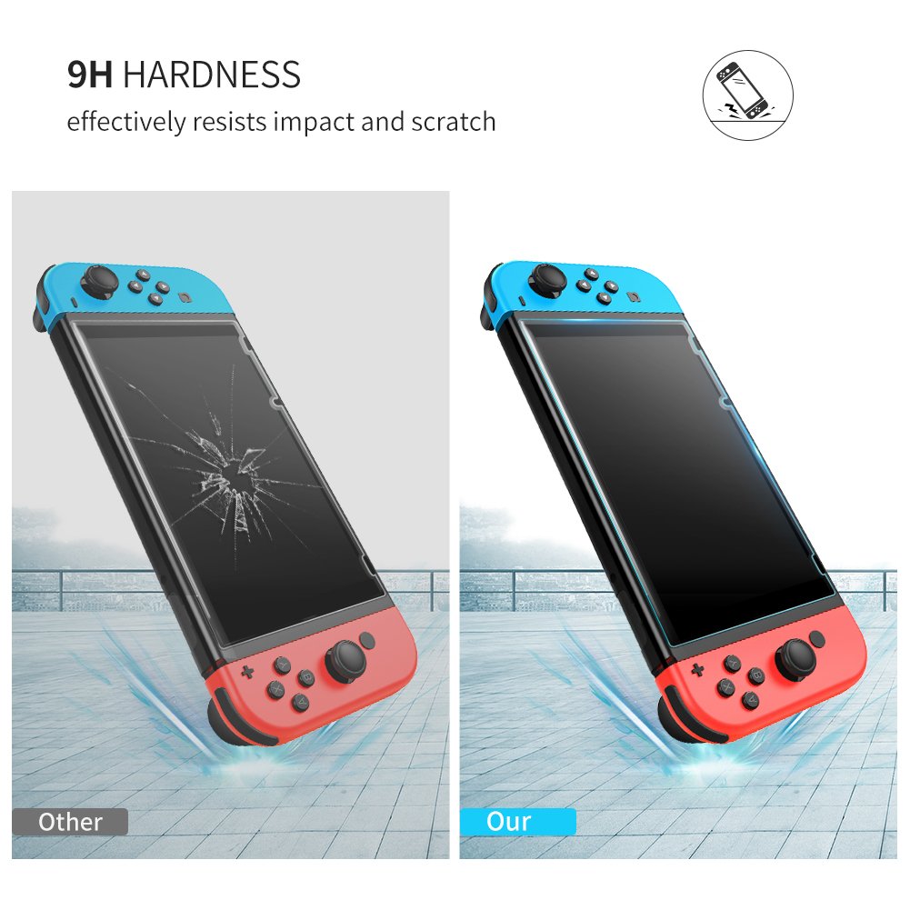 UGREEN Switch Screen Protector for Nintendo Switch Tempered Glass 2 Pack Screen Saver Protector Film with Transparent HD Clear Anti-Scratch