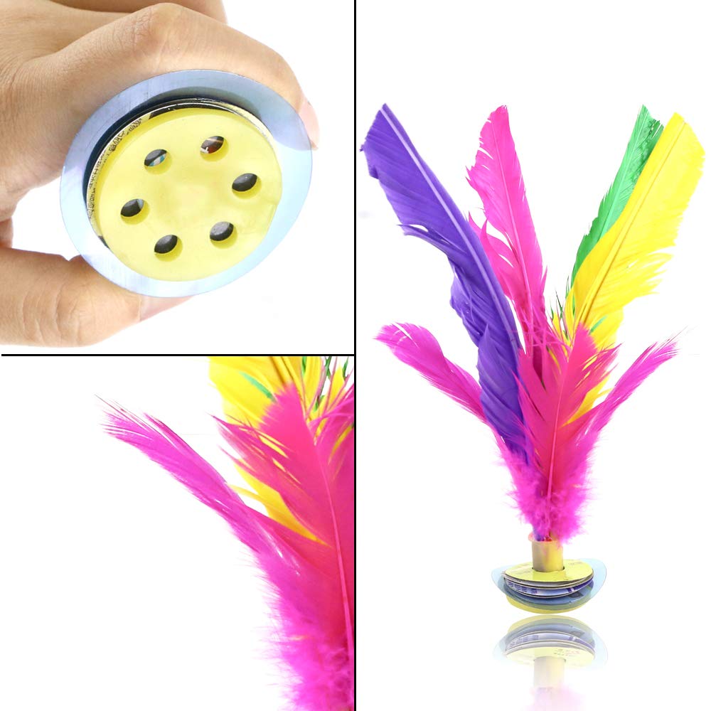 YG_Oline 10 Pack Colorful Kick Shuttlecock Chinese Jianzi, 8 inch Foot Sport Toy for Improving Leg Muscle Strength and Body Flexibility